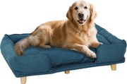 PawHut Psí Pohovka, Pohovka pro Domácí Zvířata s Polštářem, Psí Postel s Vzneseným Designem, Kočičí Pohovka, Psí Gauč, Psí Křeslo s Dřevěnými Nohy, Po
