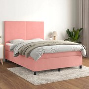 Box Spring Postel S Matrací Samet Růžová Hladký design 140 x 190 cm