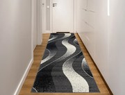 Moderní koberec Tap - vlnky 5 - tmavě šedý/bílý Rozměr koberce: 70x200 cm