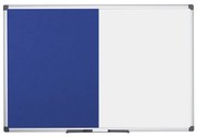 Popisovací magnetická tabule a textilní nástěnka, bílá/modrá, 900 x 600 mm