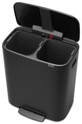Matně černý nášlapný ocelový odpadkový koš na tříděný odpad 2x30 l Bo – Brabantia