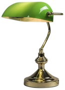 Klasická stolní lampa/lampa notáře mosazná se zeleným sklem - Banker