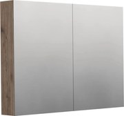 INTEDOOR Zrcadlová skříň BEE, 2 dveře, el.zásuvka, IP44, š.100cm, dub Wellington