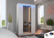 ADRK Furniture Posuvná skříň se zrcadlem a LED osvětlením MARVIN 120