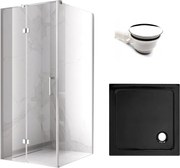BPS-koupelny Čtvercový sprchový kout HYD-SK01C 90x90 černá/transparent + vanička HYD-SSV-ST02B černá