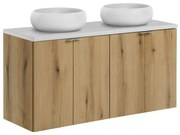 Závěsná skříňka Nova Oak s deskou a umyvadlem 120 cm dub coast evoke/bílá
