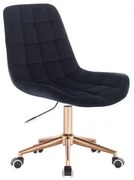 LuxuryForm DESIGN Otočná židle PARIS VELUR na zlaté podstavě s kolečky - černá