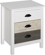 HOMCOM Moderní Noční Stolek s 3 Zásuvkami 50x38x65 cm Bílý | Aosom