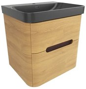 Koupelnová skříňka s umyvadlem SAT Fusion 57,5x53x45 cm dub medový mat SATFUSION260DMBKM