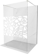 Mexen Kioto, sprchová zástěna Walk-In 100 x 200 cm, 8mm čiré sklo bílý vzor, ​​broušená ocel profil, 800-100-002-97-85