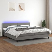 Box spring postel s matrací a LED tmavě šedá 200x200 cm textil 3133022