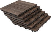 Outsunny Dřevěné Zahradní Dlaždice pro Exteriér, Sada 27 Kusů, 2,5m², Systém Propojení, 30x30cm, Černá | Aosom