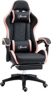 Vinsetto Herní Křeslo Racing Gamer Křeslo PU Kůže s Nastavitelnou Výškou, Polohováním 135°, Opěrkou Hlava, Bederní Oporou a Sklopným Podnožím pro Kanc