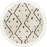 Dywany Łuszczów, Kusový koberec Berber Tetuan B751 cream kruh, 120x120 (průměr) kruh, bílá, ložnice