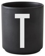 Černý porcelánový hrnek Design Letters Alphabet T, 250 ml