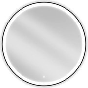 Mexen Esso, kulaté LED podsvícené koupelnové zrcadlo 90 cm, 6000K, topná podložka proti zamlžování, černý rám, 9825-090-090-611-70
