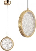 Toolight Toolight, LED křišťálový závěsný lustr, 10W, 3000K, LHJ100-1CP, zlatá, OSW-60045
