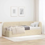 Rohový rám postele Krémová 80 x 200 cm textil 3394035