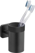 Matně černý kelímek na zubní kartáčky bez vrtání Turbo-loc z nerezové oceli Porto – Wenko