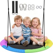 AIYAPLAY Hnízdová houpačka Ø100 cm — nastavitelná závěsná houpačka pro děti i dospělé, nosnost 300 kg, vnitřní i venkovní | Aosom
