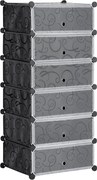 HOMCOM Plastový regál na obuv pro 6 párů bot, botník do předsíně, DIY modulární regál pro uložení bot, černý 49 x 36,5 x 108 cm | Aosom