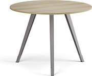 Konferenční stůl PRIMO ZEN, průměr 100 cm, šedostříbrná podnož, dub přírodní