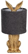 Zlatá stolní lampa králík s režným antracitovým stínidlem Konijn – 20x43 cm