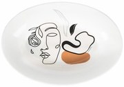 Keramický servírovací talíř VDE Tivoli 1996 Face to Grey, 48 x 33 cm