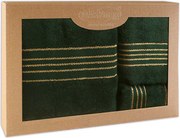 BAVLNĚNÉ RUČNÍKY TIWANO SADA 1 KS 30X50 CM, 1 KS 50X90 CM, 1 KS 70X140 CM TMAVĚZELENÁ