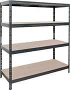 AR Shelving Kovový regál RIVET antracitový, 4 police, 250 kg, 180 x 160 x 60 cm