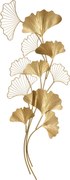 HOMCOM 3D Kovová Nástěnná Dekorace, Zlatá Nástěnná Umělecká Díla s Listy Ginkgo 138x70cm | Aosom