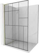 Mexen Kioto L, sprchová zástěna Walk-In 100 x 200 cm, 8mm čiré sklo černý vzor, zlatý matný profil, 800-100-103-55-78