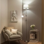 BRILAGI - Stojací lampa CERIA 1xE27/100W/230V + 1xE14/25W matný chrom/šedá