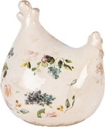 Béžová keramická slepička s růžemi Rosina - 12*11*13 cm