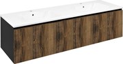 Sapho Sapho, LOREA skříňka 140x46x51, 5cm (70+70cm), dub collingwood/černá matná, LE070-1935-03