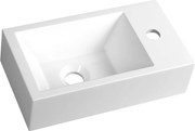 Sapho Sapho, AMAROK litý mramor umyvadlo 40x11x22cm, bílé, baterie vpravo, AR500