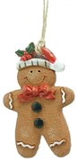 Hnědá vánoční ozdoba Perníček Gingerbread - 6*1*8 cm