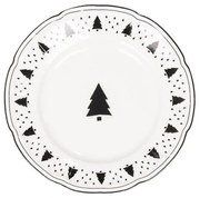 Krémový porcelánový dezertní talířek se stromky X-Mas Tree - Ø 15*1,5 cm