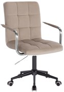 LuxuryForm DESIGN Otočná židle VERONA VELUR na černé podstavě s kolečky - latte