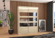 ADRK Furniture Posuvná skříň se zrcadlem a LED osvětlením FLORENTO 150