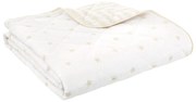 Bílý/béžový bavlněný prošívaný dětský přehoz 135x190 cm Mini Star & Stripes – Bianca