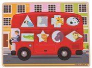 Bigjigs Toys Vkládací puzzle autobus se zvířátky