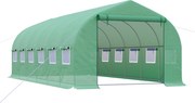 Outsunny Zahradní T tunelová skleník 6x3x2 m Velký skleník se 12 okny a rolovacím zipem, makro kovová konstrukce pro pěstování rostlin Zelená | Aosom