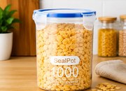 dóza na potraviny, objem 1 l, s víkem, plast, 14x10x10 cm, průhledná, Dekorino DP20260020