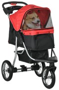 PawHut Kočárek pro psy Dog Buggy Cat Buggy Pet Stroller skládací se 3 koly pro psy a kočky Oxford Red Black 109,5 x 54,5 x 106,5 cm |
