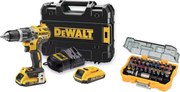 DeWALT - 18V AKU vrtací šroubovák s příklepem, s příslušenstvím, 2x aku 2,0 Ah Li-Ion, nabíječka DCD796D2A