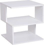HOMCOM Konferenční stolek s nočním stolkem a 2-patrovou policí pro obývací pokoj, ložnici, knihovnu 40x40x43 cm Bílý | Aosom