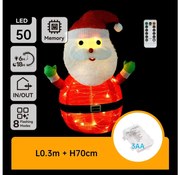 Aigostar - LED Vánoční venkovní dekorace 50xLED/3xAA 0,7m IP44 Santa Claus