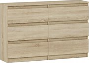 Komoda 120 CM Skříňka 6 Zásuvek Sonoma R120
