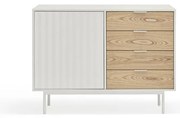 Nízká komoda v dekoru dubu v bílo-přírodní barvě 108x80 cm Sierra – Teulat